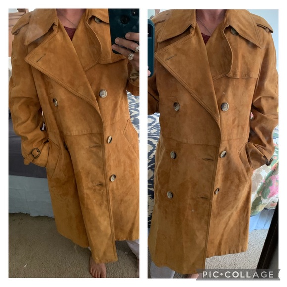 Abercrombie & Fitch | Jackets & Coats | Vintage Af Abercrombie Fitch Suede Leather Trench Coat ...